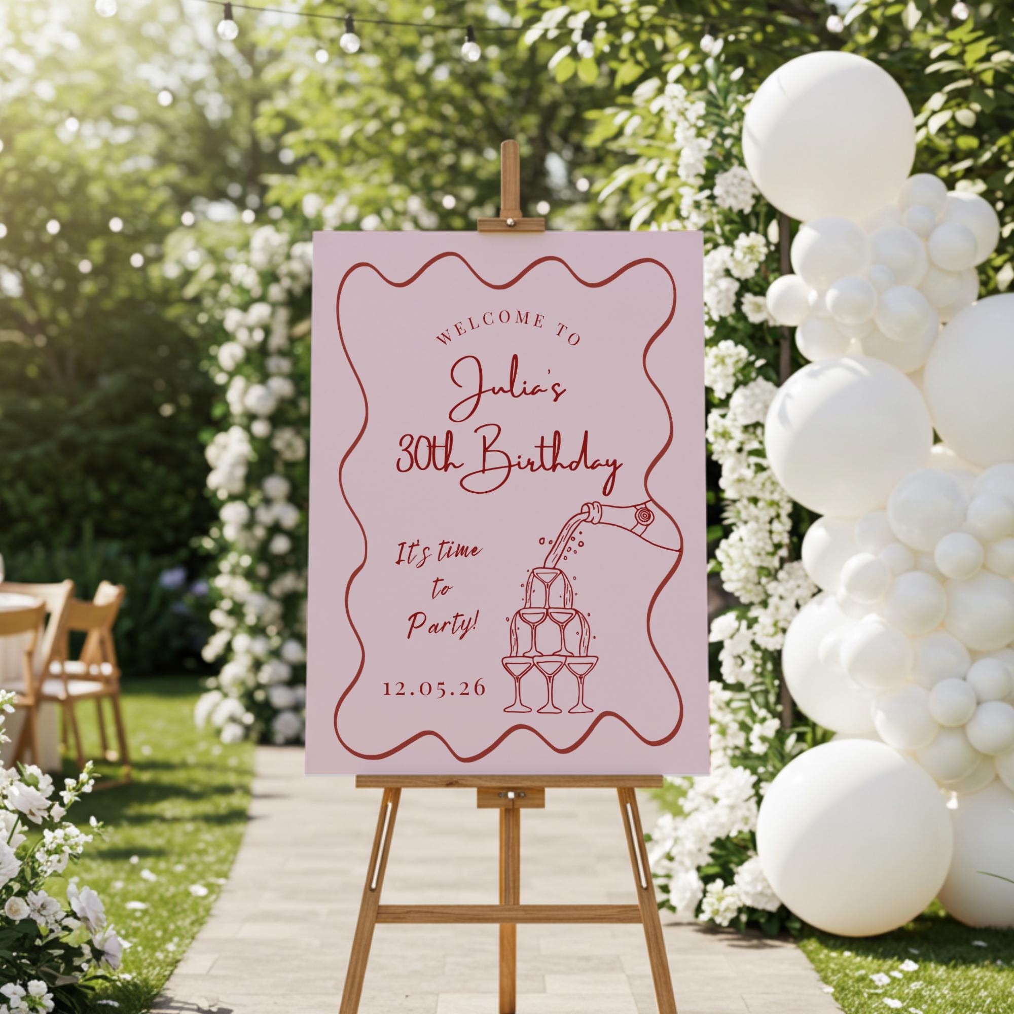 Editable 30th Birthday Party Welcome Sign Template, Hand Drawn ...