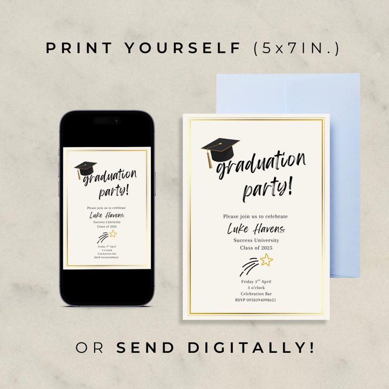 Graduation Party Invitation, Graduation Invite Template, College ...