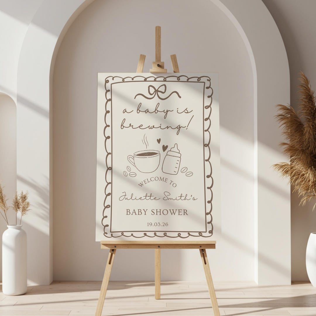 Custom A Baby is Brewing Shower Entrance Board Template, Editable ...