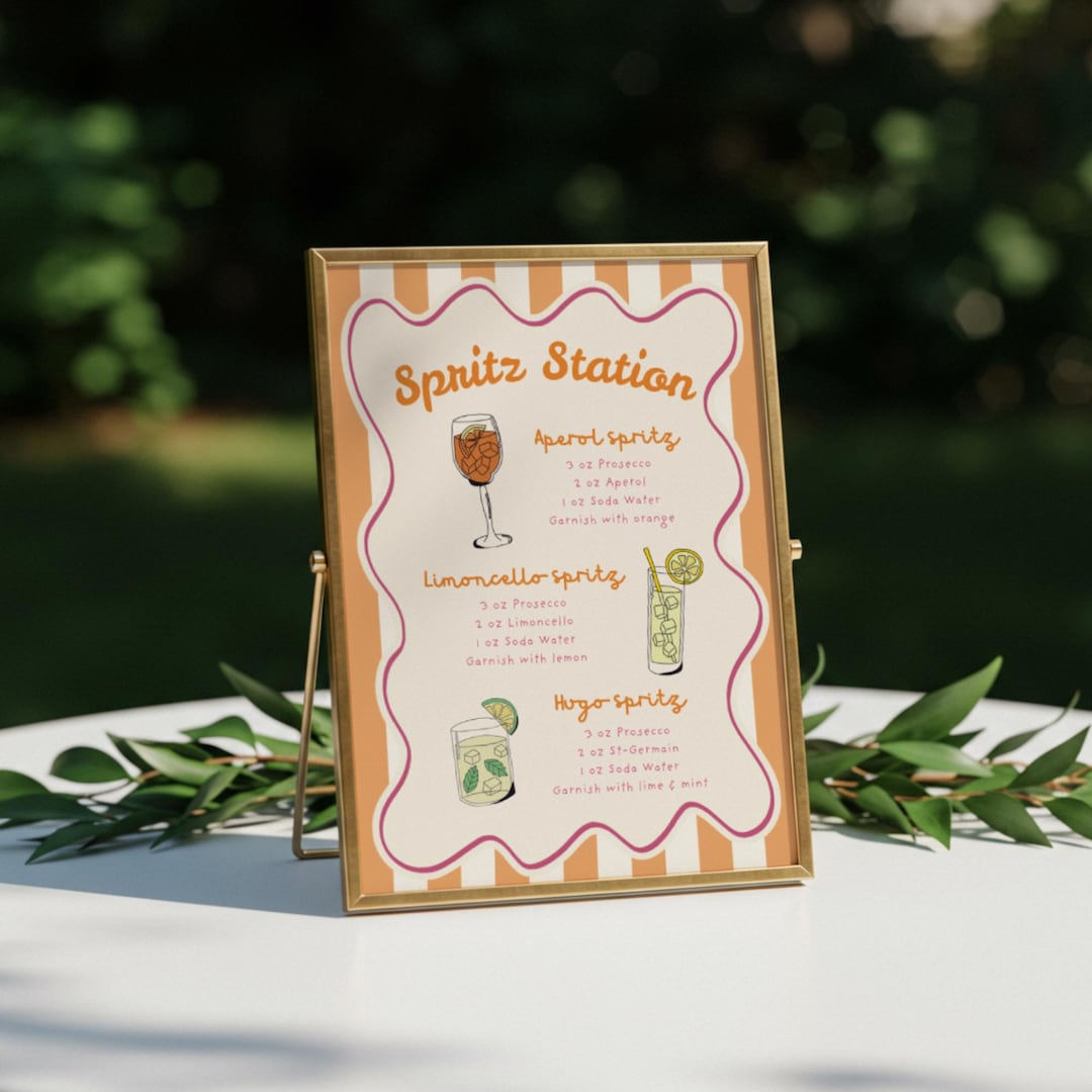 Spritz Station Bar Sign, Aperol Spritz Drink Menu Sign, Feeling Spritzy ...