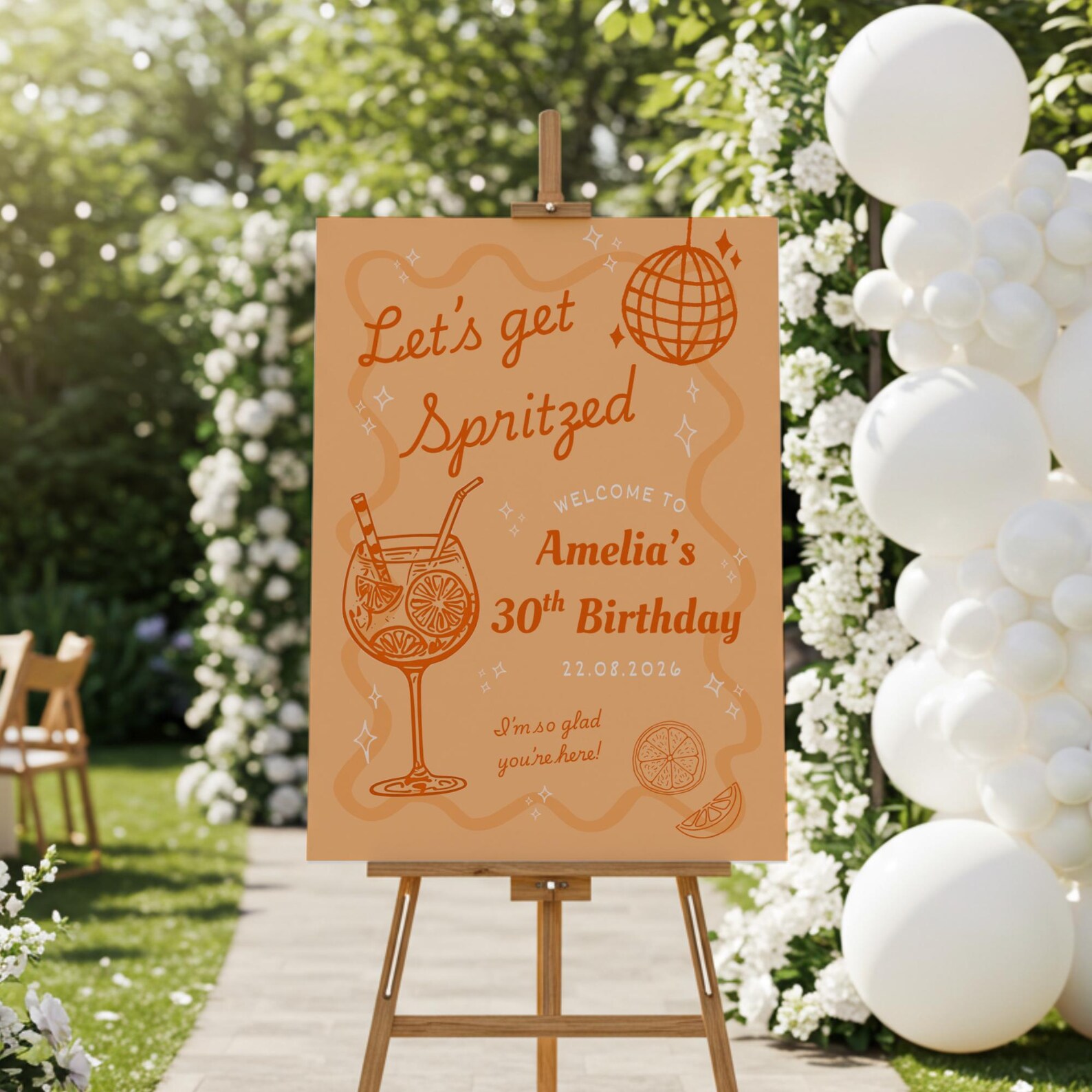 Aperol Spritz Birthday Party Welcome Sign Template, Orange Spritz ...
