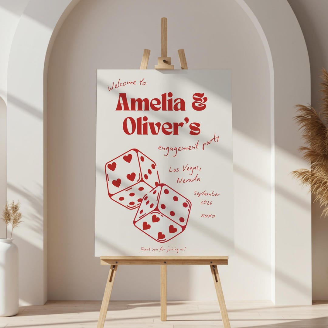 Las Vegas Engagement Party Welcome Sign, Engaged in Las Vegas, Casino ...