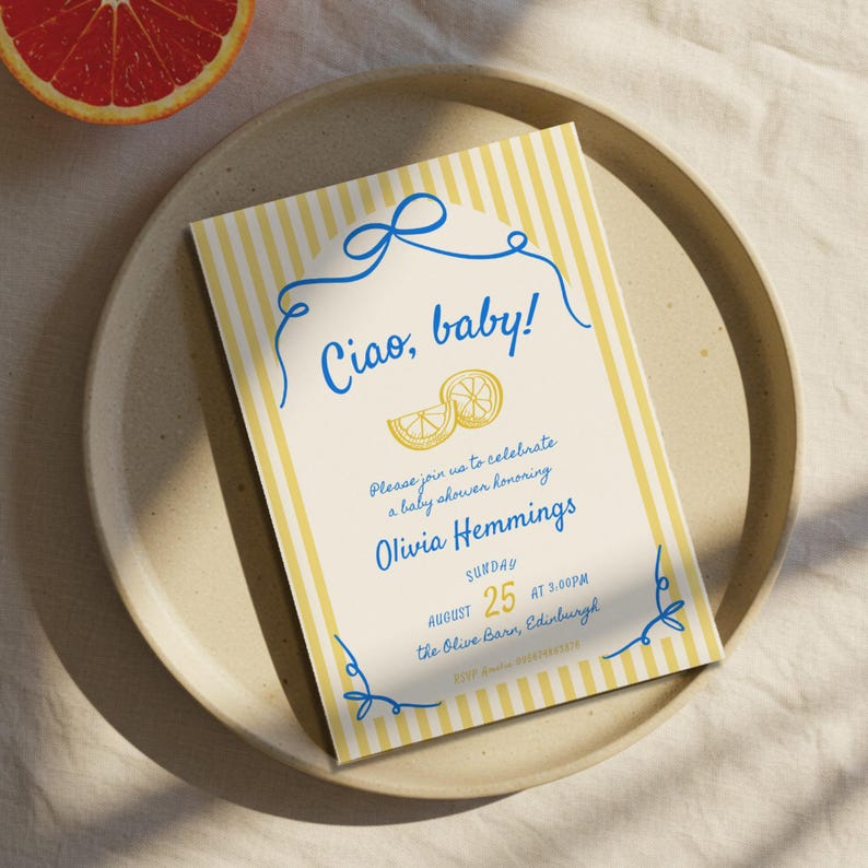 Ciao Baby Shower Invitation Template, Editable Hand Drawn Illustrated ...