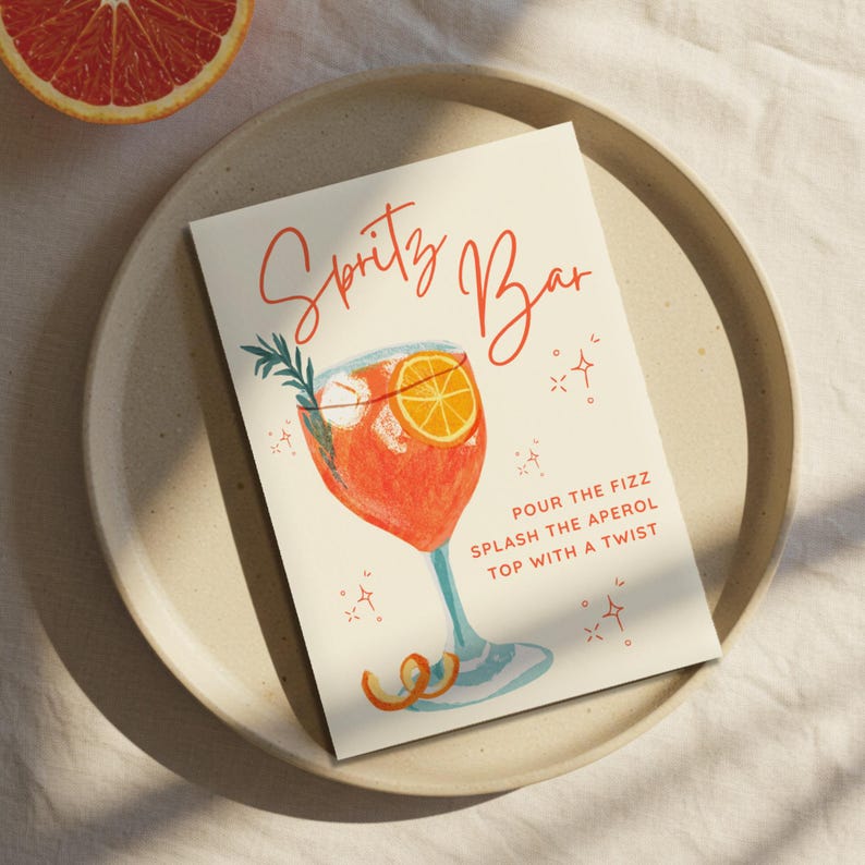 Aperol Spritz Bar Sign Template, Spritz Station Drink Menu Sign Wedding ...