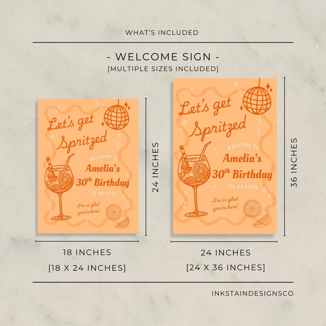 Aperol Spritz Birthday Party Welcome Sign Template, Orange Spritz ...