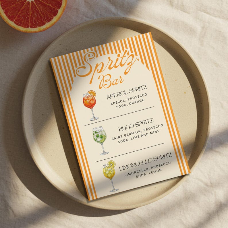 Spritz Station Bar Sign Template, Aperol Drink Menu, Feeling Spritzy ...
