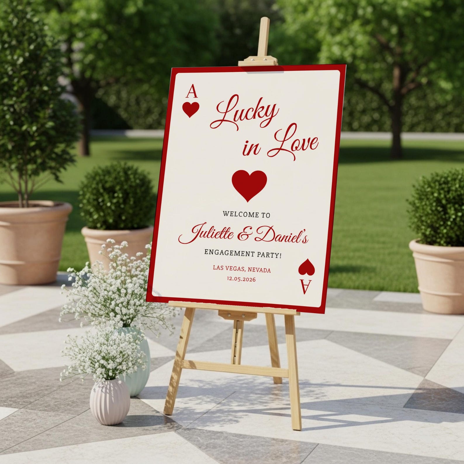 Lucky in Love Engagement Party Welcome Sign, Las Vegas Casino-themed ...