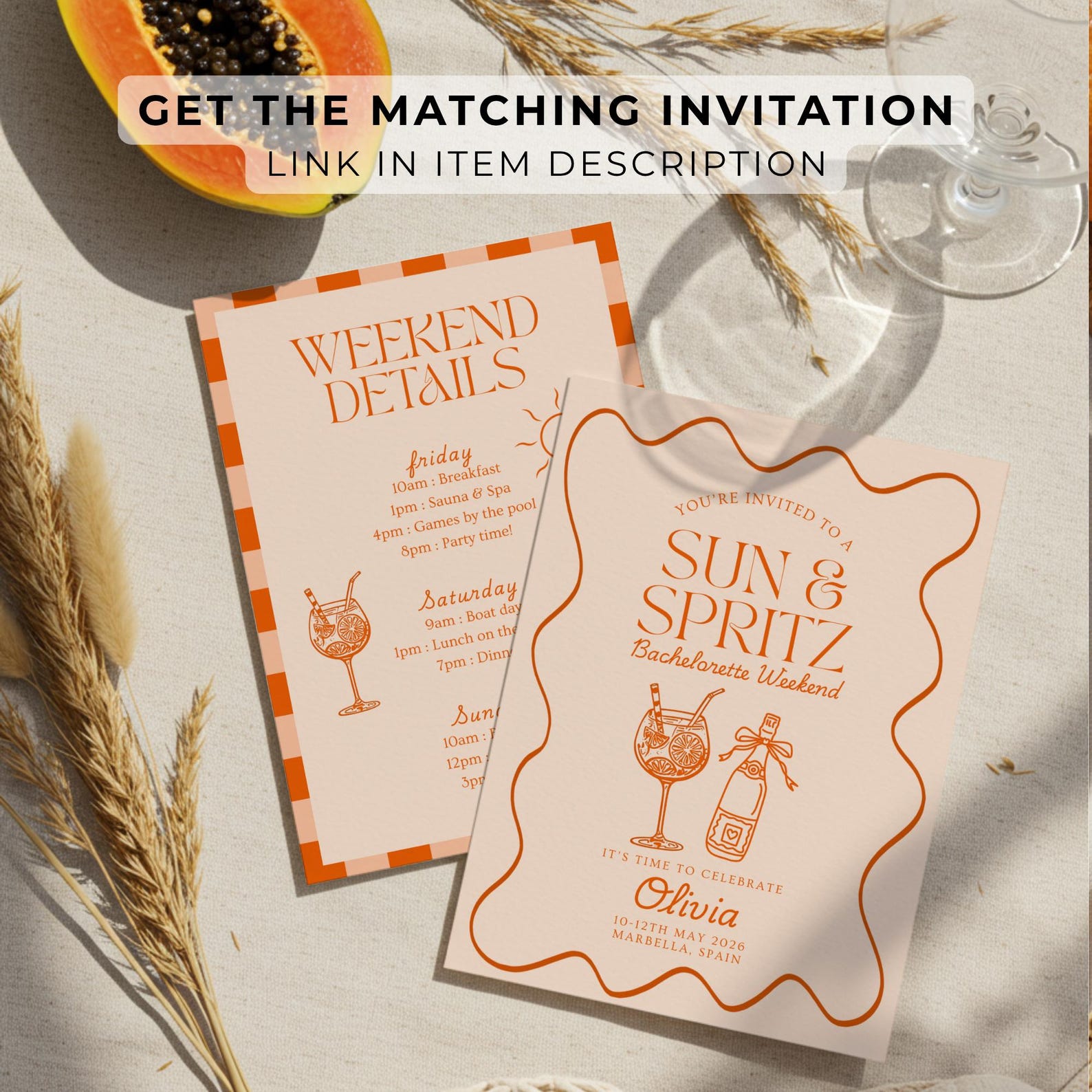 Sun and Spritz Bachelorette Welcome Sign, Aperol Spritz Hen Do, Spritz ...