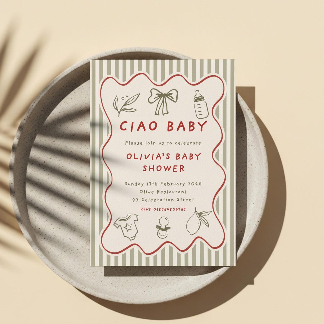 Custom Ciao Baby Shower Invite Template, Editable Hand Drawn ...