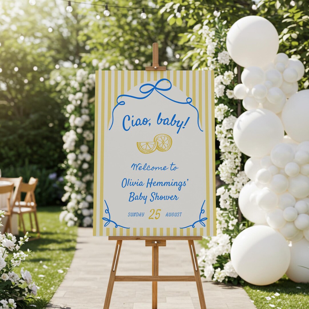 Editable Ciao Baby Shower Entrance Board Template, Bella Bambino ...