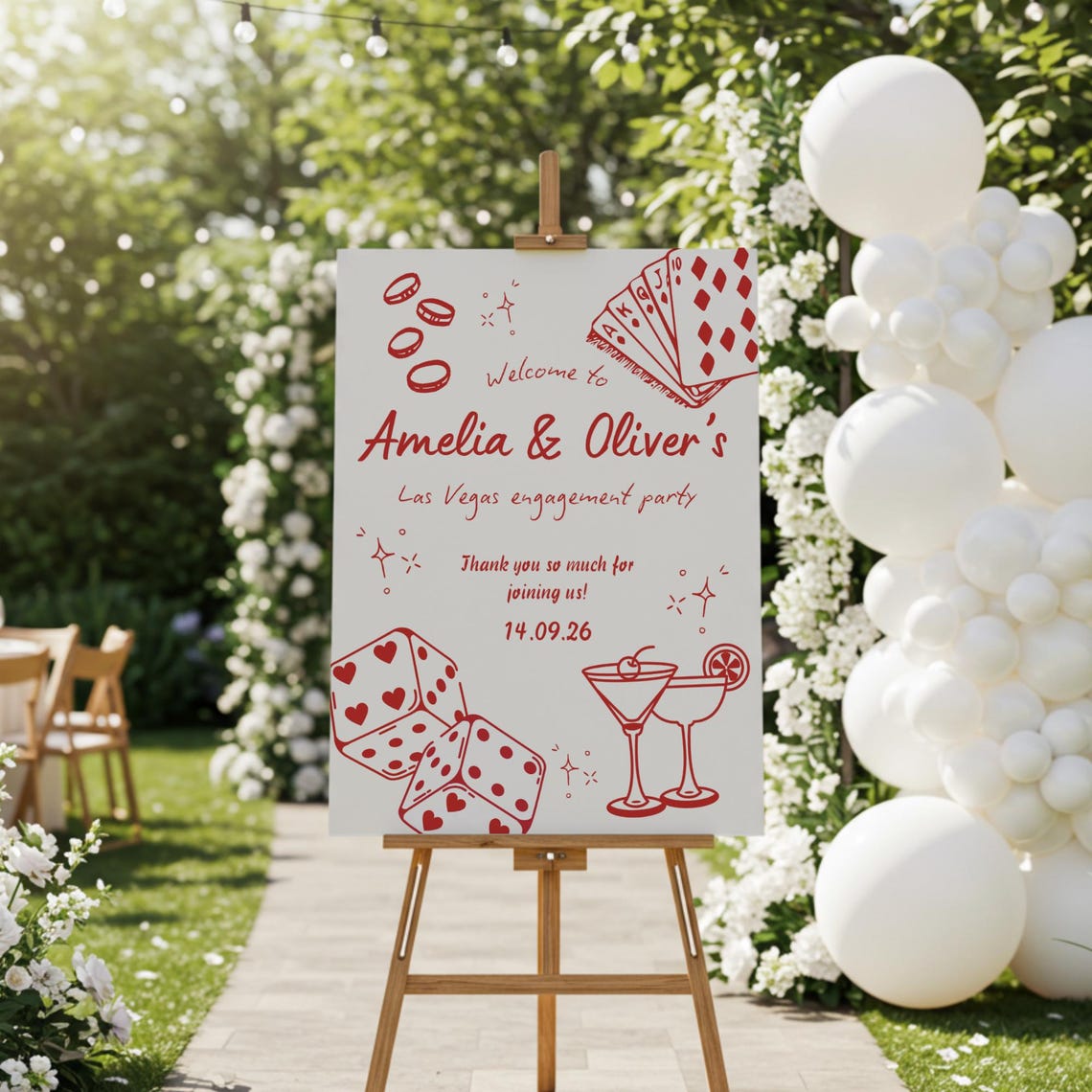 Las Vegas Engagement Party Welcome Sign, Engaged in Las Vegas, Casino ...