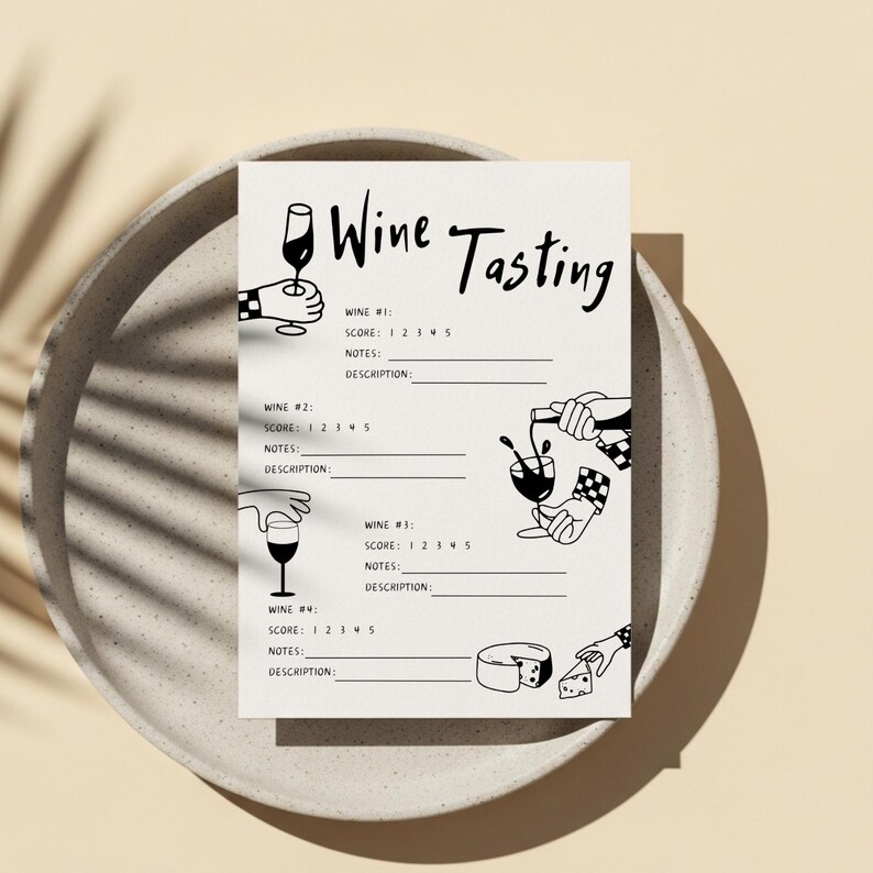 Wine Tasting Scorecard, Wine Tasting Party Invitation, Wine Rating ...