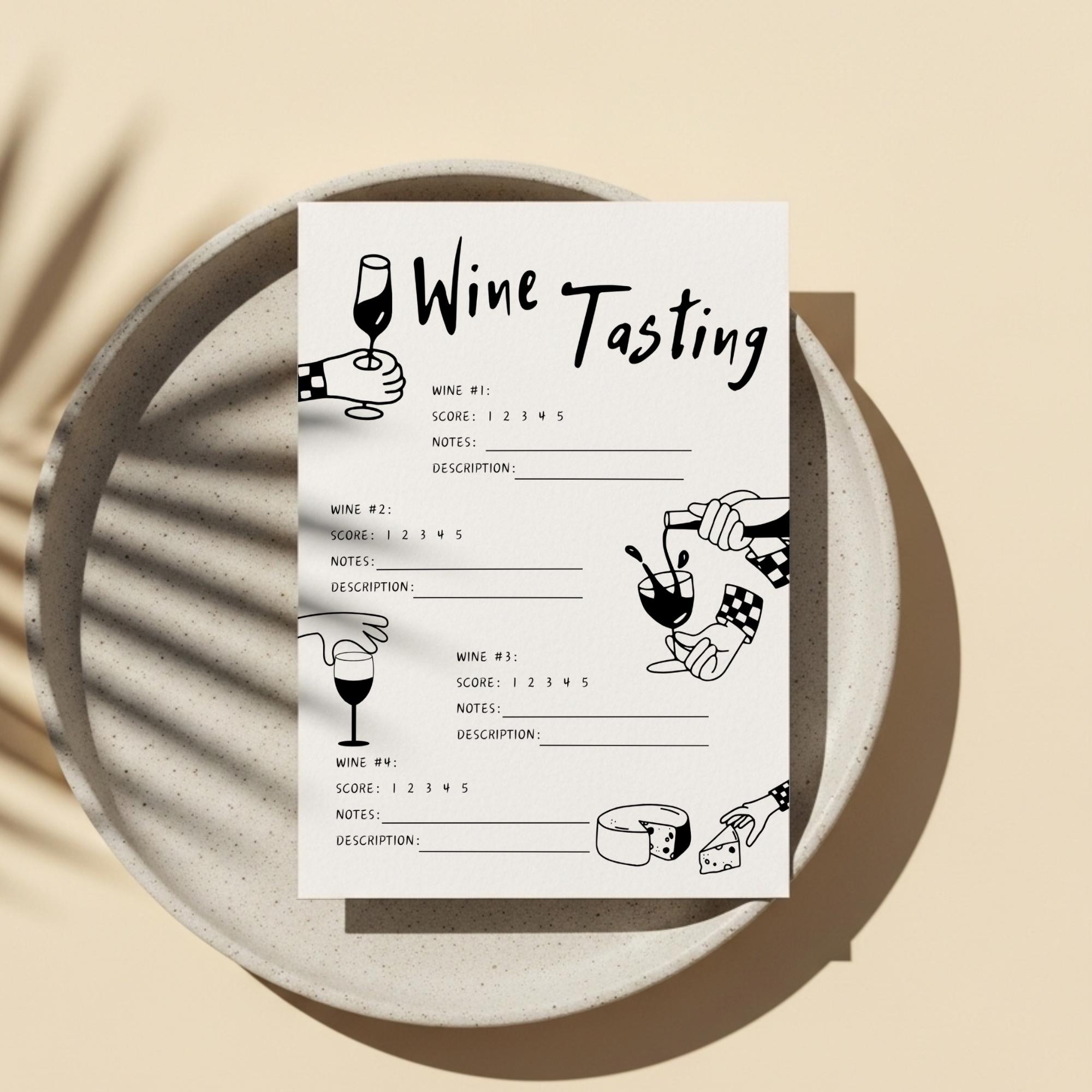 Wine Tasting Scorecard, Wine Tasting Party Invitation, Wine Rating ...