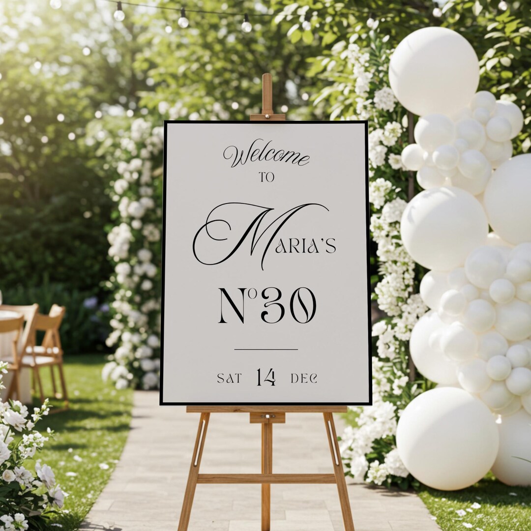 Editable Old Money Birthday Welcome Sign Template, Whimsical Elegant ...