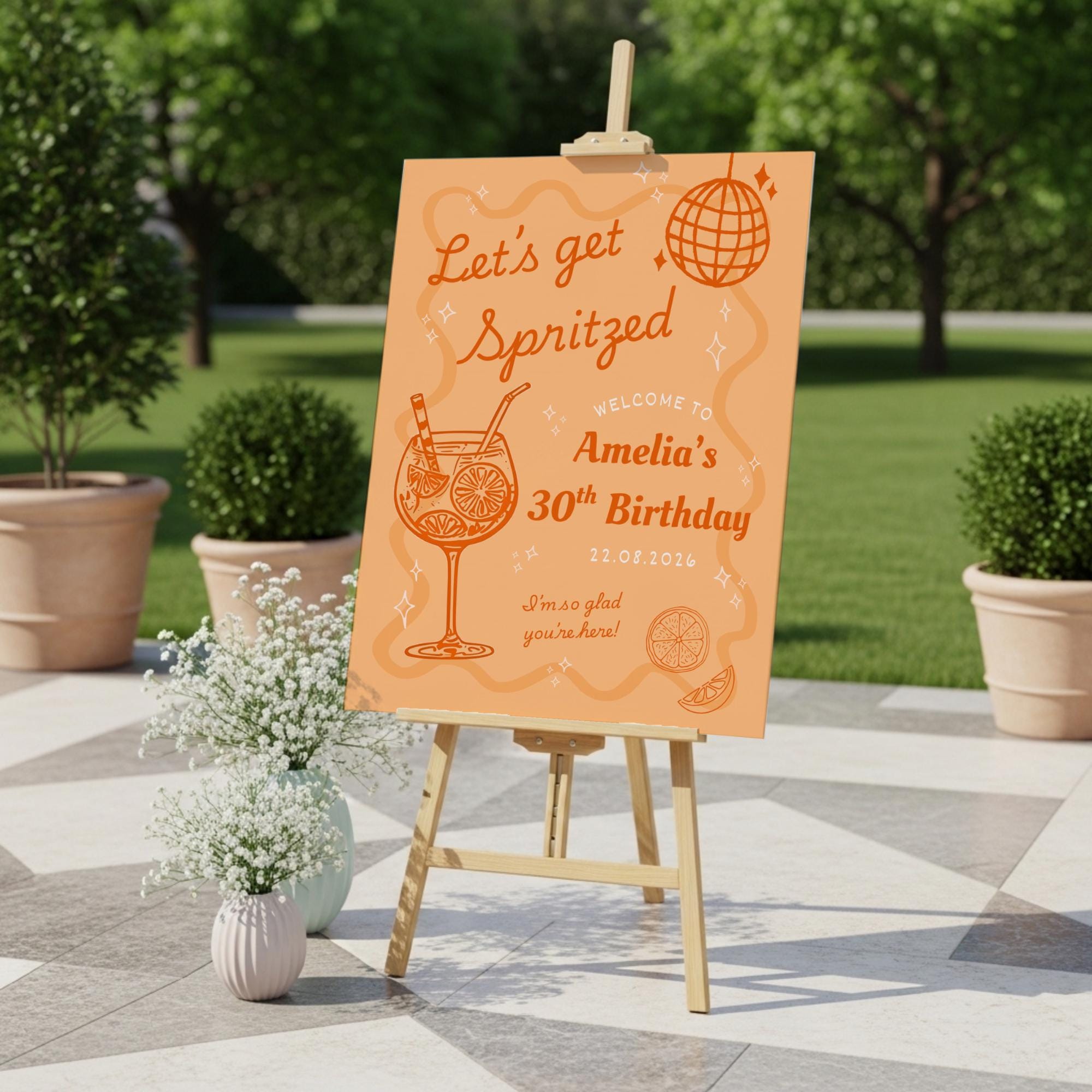 Aperol Spritz Birthday Party Welcome Sign Template, Orange Spritz ...