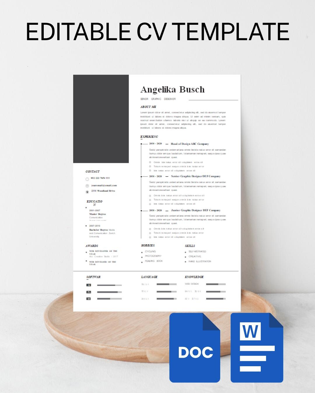 Modern Resume Template - Modern Resume for Job Seekers - Editable Word ...