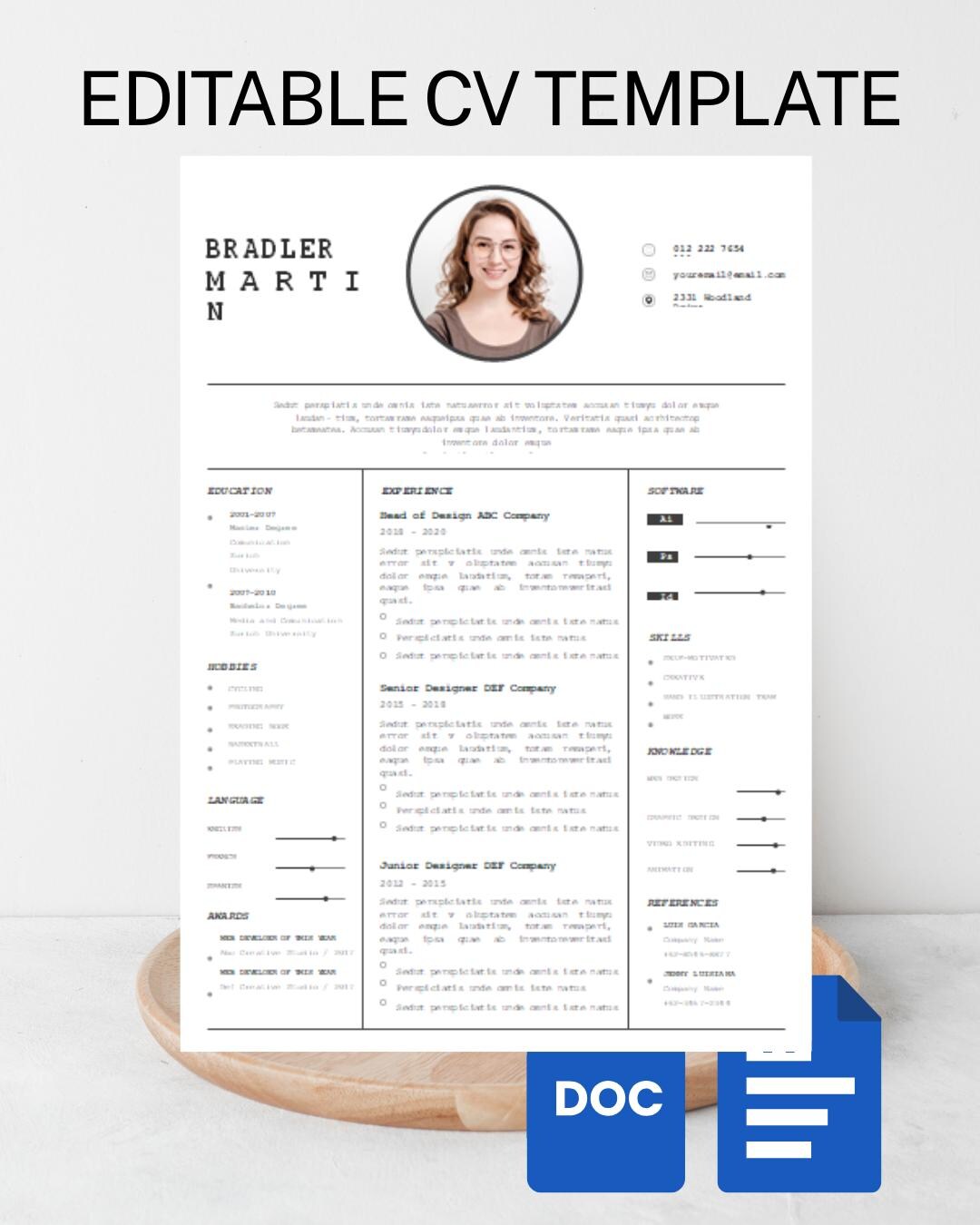 Simple Resume Template - Modern Resume for Job Seekers - Editable Word ...