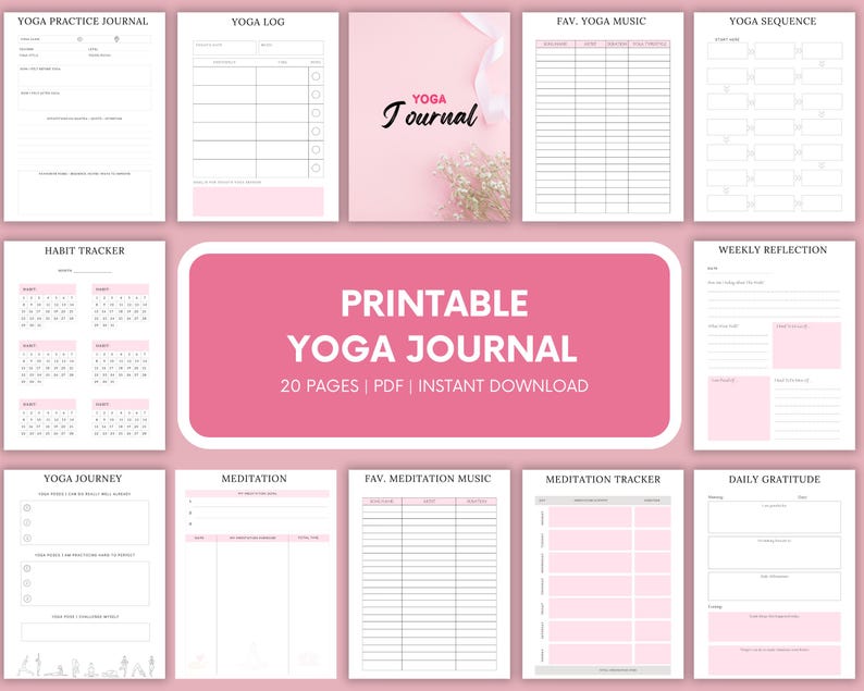 Yoga Journal Printable - Daily Yoga Tracker - Mindfulness Pages ...