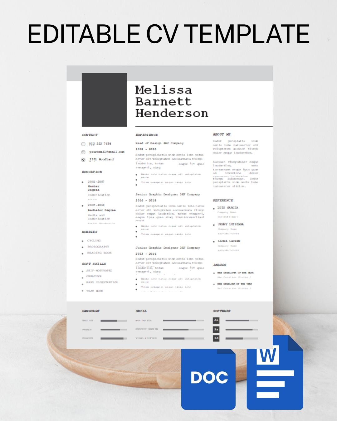 Simple Resume Template - Modern Resume for Job Seekers - Editable Word ...