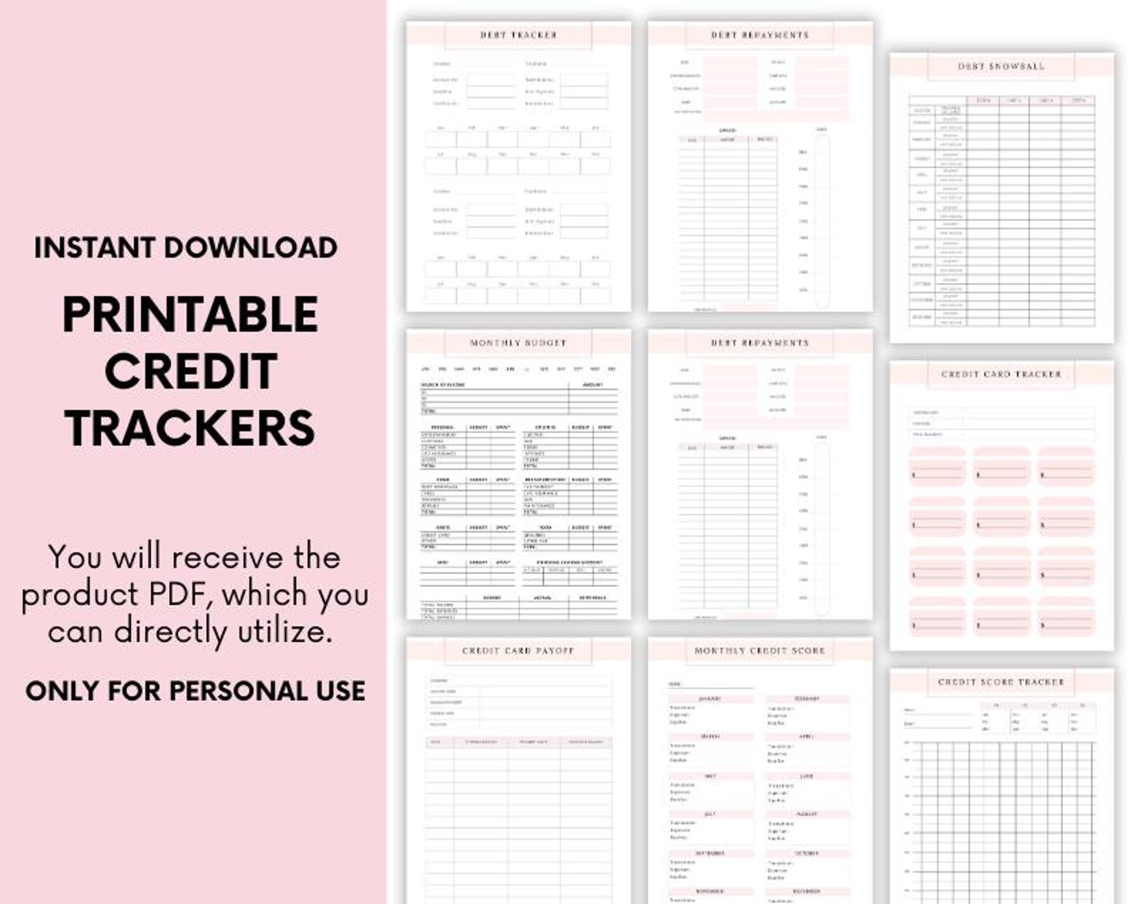 Printable Credit Tracker - Digital Credit Tracker - Budget Tracker ...