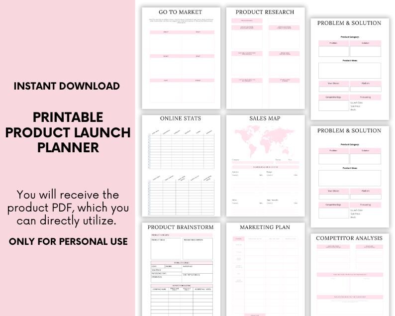 Printable Product Launch Planner - Product Research - Marketing Plan ...