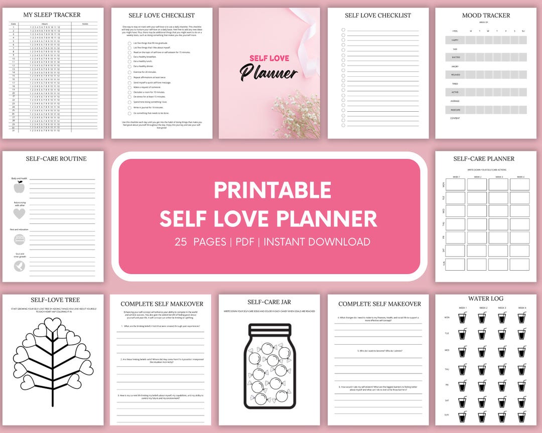 Printable Self Love Planner - Self Love Routine - Daily Checklists ...