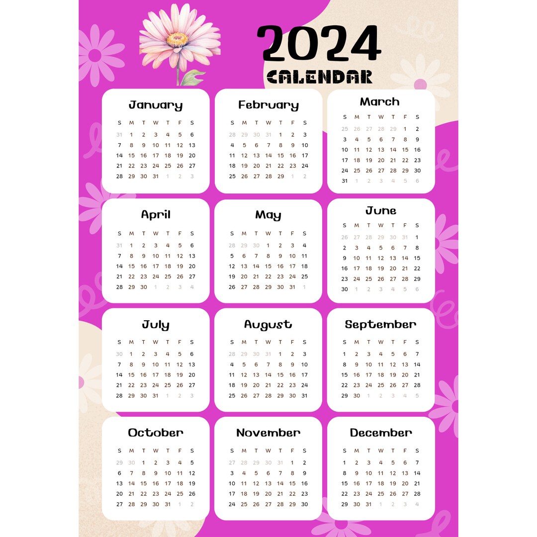 2024 Calendar, 2024 Calendar Png, Instant Download, Printable Calendar ...