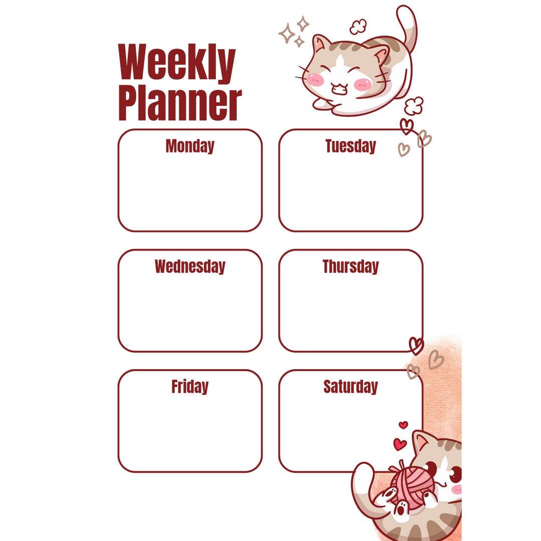 Weekly Planner Weekly Schedule Weekly to Do List Printable - Etsy