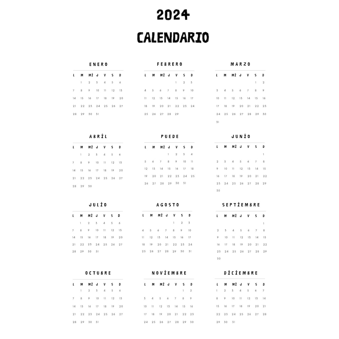 Calendario 2024, Calendario Español, Calendario Imprimible, Calendario ...