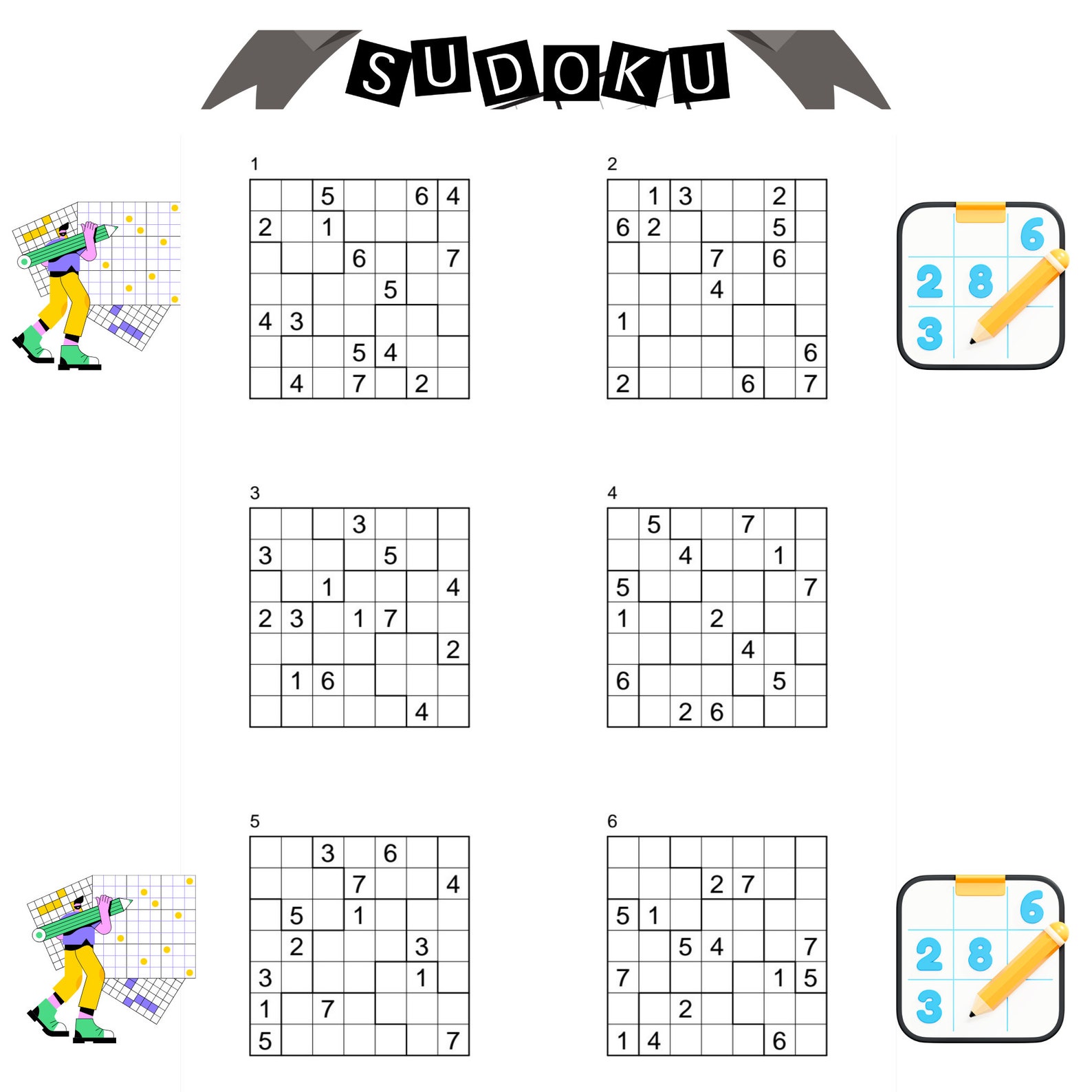 120 Pcs Sudoku, 7x7 Sudoku Puzzles, Sudoku Puzzles, Medium Level, 120 ...