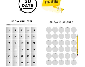 30 Day Challenge, Goal Setting, Progress Tracker, Habit Forming, A4/a5 ...