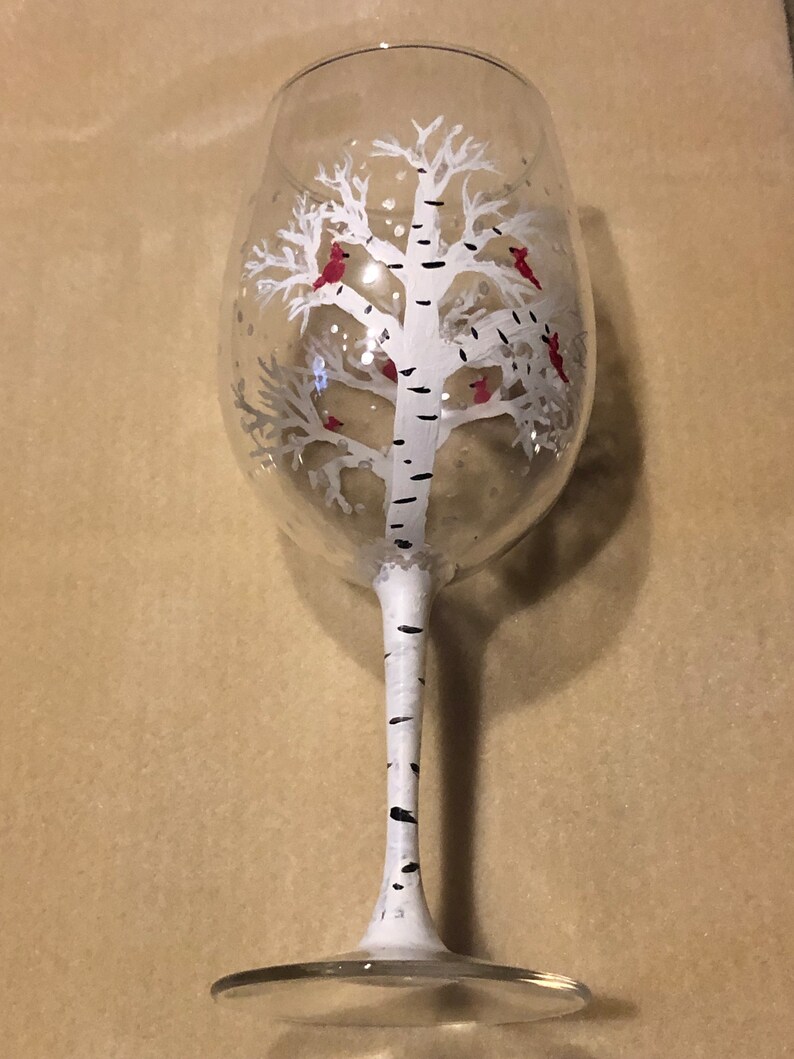 Cardinal Winter Wonderland Wine Glasses - Etsy