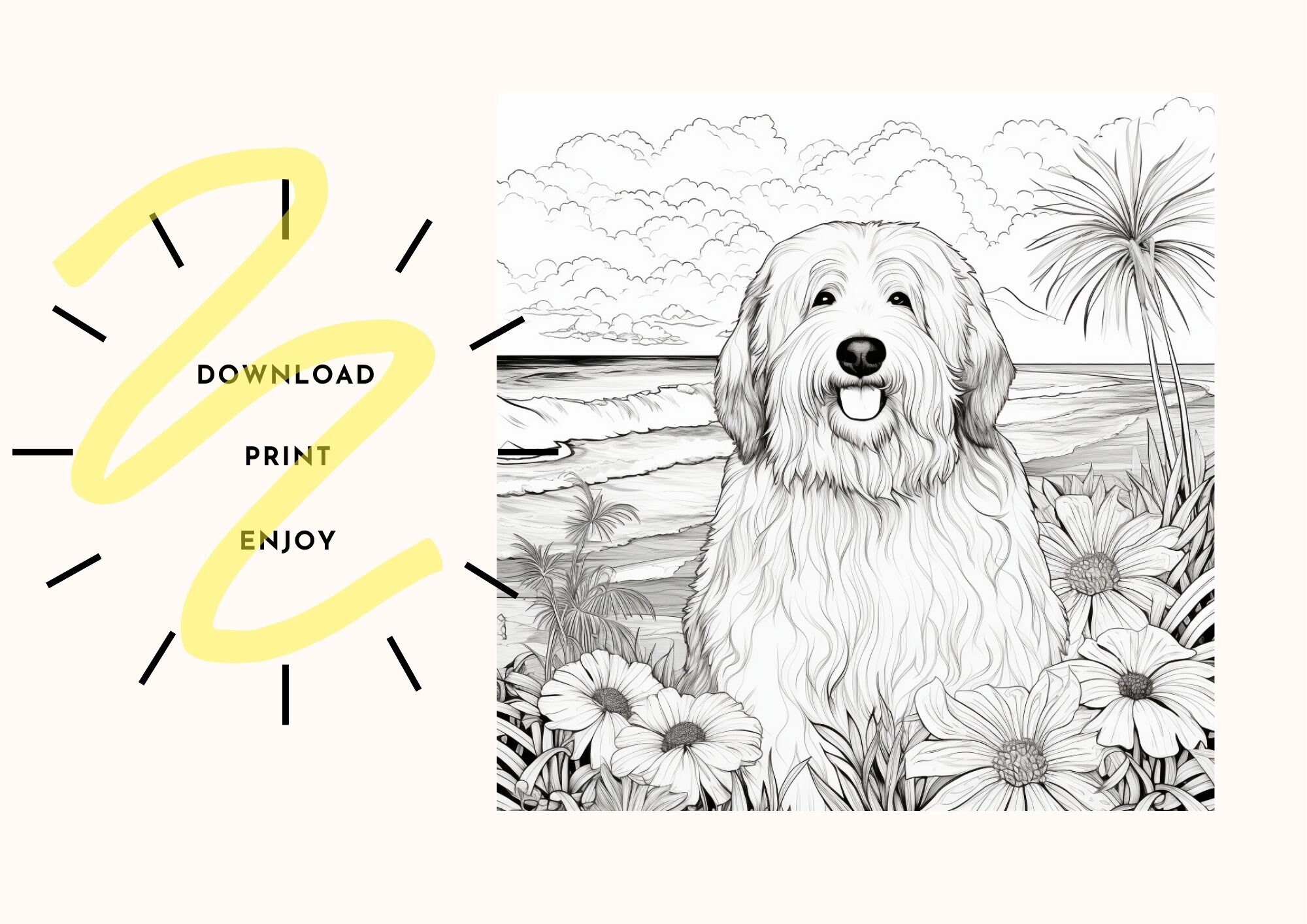 Printable Coloring Pages / Cute Old English Sheepdogs / Mandala / Fun ...