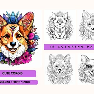 Printable Coloring Pages / Cute Corgis / Mandala / Fun Activity for ...