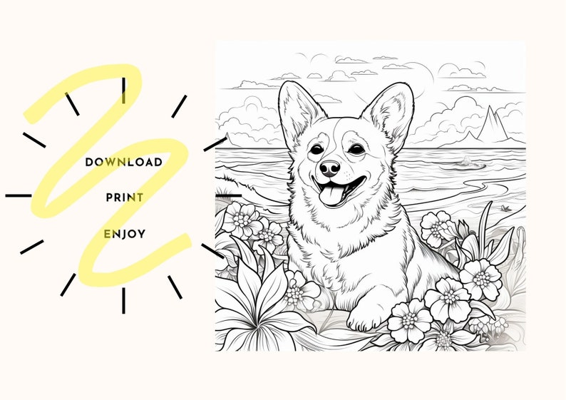 Printable Coloring Pages / Cute Corgis / Mandala / Fun Activity for ...