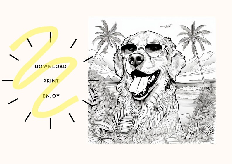Printable Coloring Pages / Cute Golden Retrievers / Mandala / - Etsy