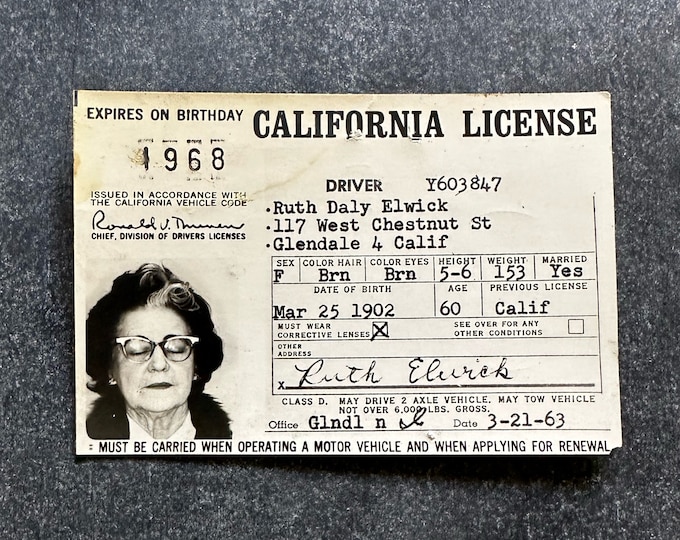 Vintage California Drivers License / Eyes Closed / 1960's Black and ...