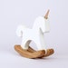 Miniature Rocking Unicorn for 1:12 Dollhouses. White Body Wooden Skids ...