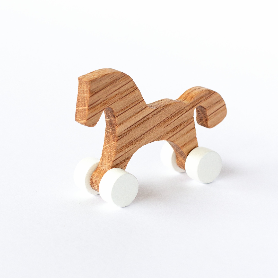 Minature Ride-on Wheeled Horse for 1:12 Dollhouses. Wooden Body – White ...