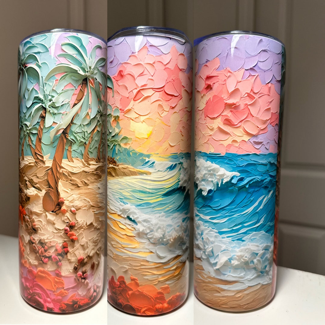Beach Sunset Island Wave Cup 20oz Skinny Tumbler - Etsy