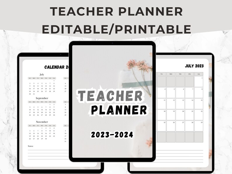 Editable Teacher Planner Printable 2023/2024 Calendar Canva Editable A4 ...