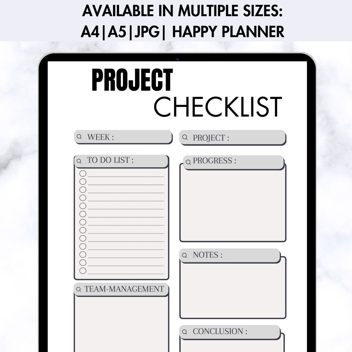Printable Project Management Checklist Weekly Planner for - Etsy UK