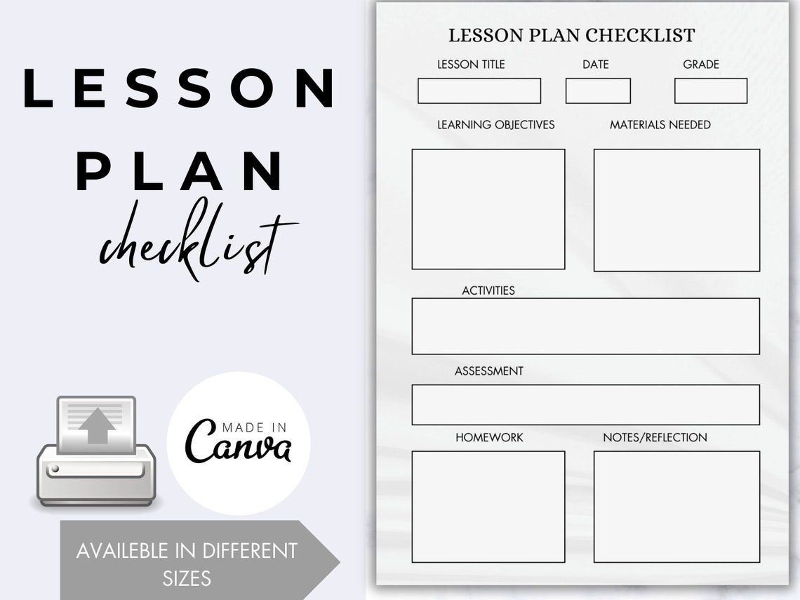 Teacher Lesson Plan Checklist Daily Lesson Organizer - Etsy UK