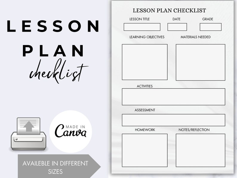 Teacher Lesson Plan Checklist Daily Lesson Organizer - Etsy UK