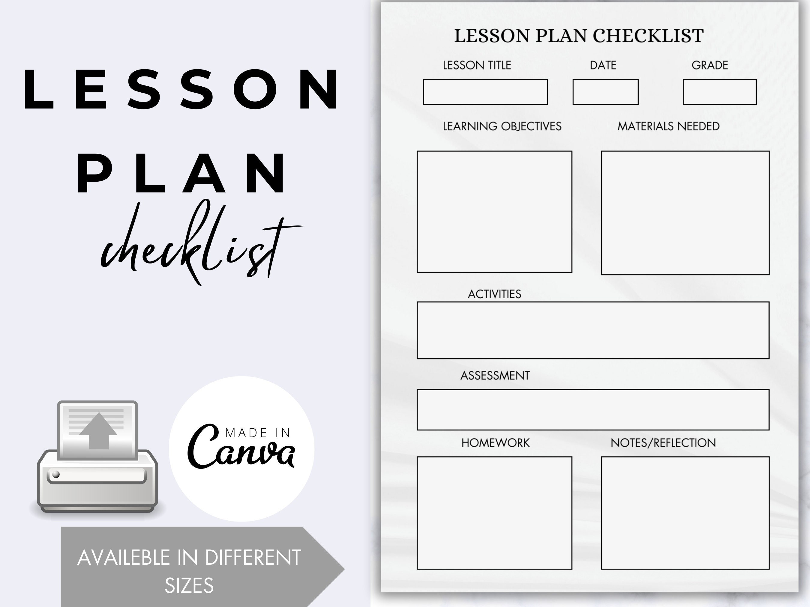 Teacher Lesson Plan Checklist Daily Lesson Organizer Instant Download ...