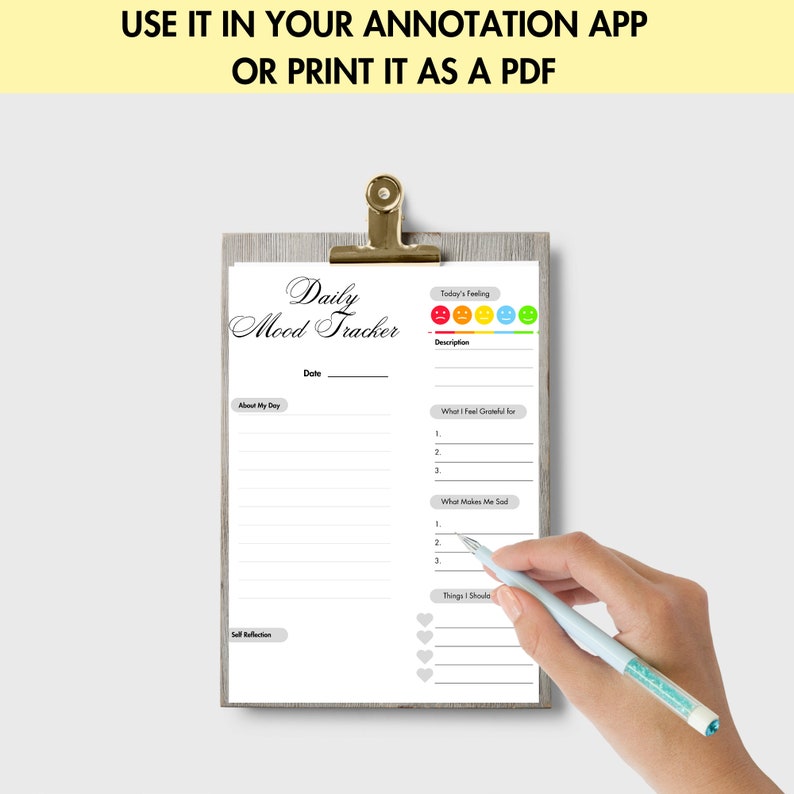 Printable Daily Mood Tracker Digital PDF Download A4, A5, Happy Planner ...