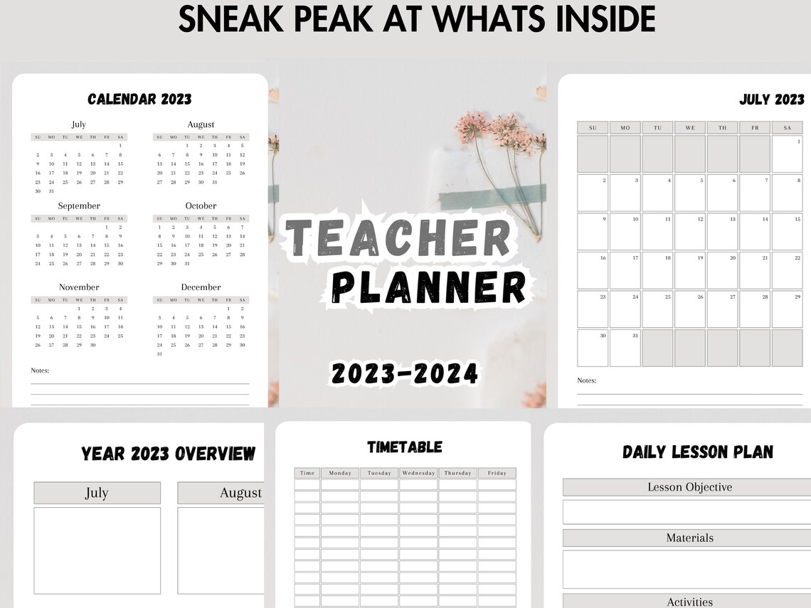 Editable Teacher Planner Printable 2023/2024 Calendar - Etsy UK