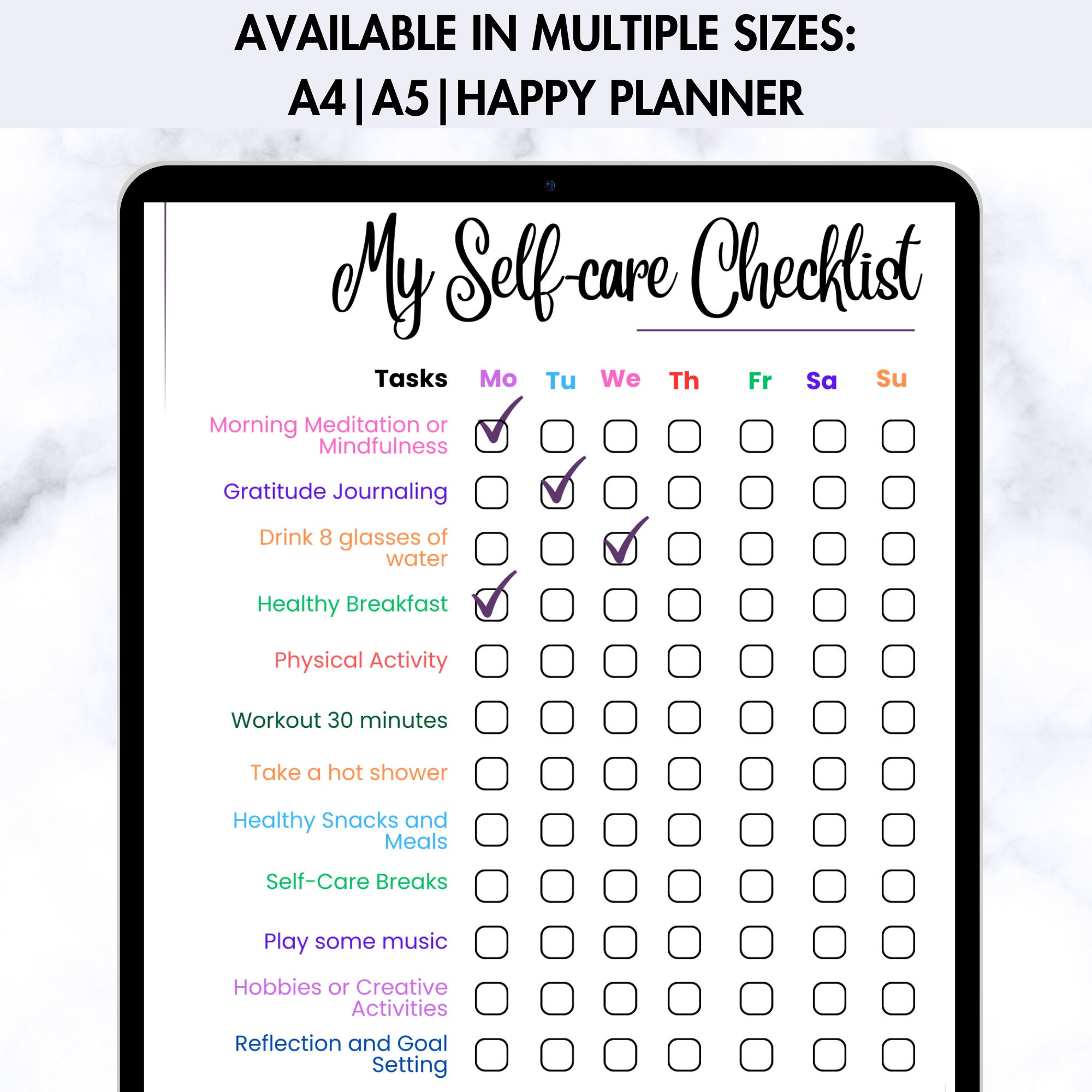 Self-care Checklist/ Daily and Weekly Checklist Prioritize Your Well ...