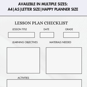 Teacher Lesson Plan Checklist Daily Lesson Organizer - Etsy UK