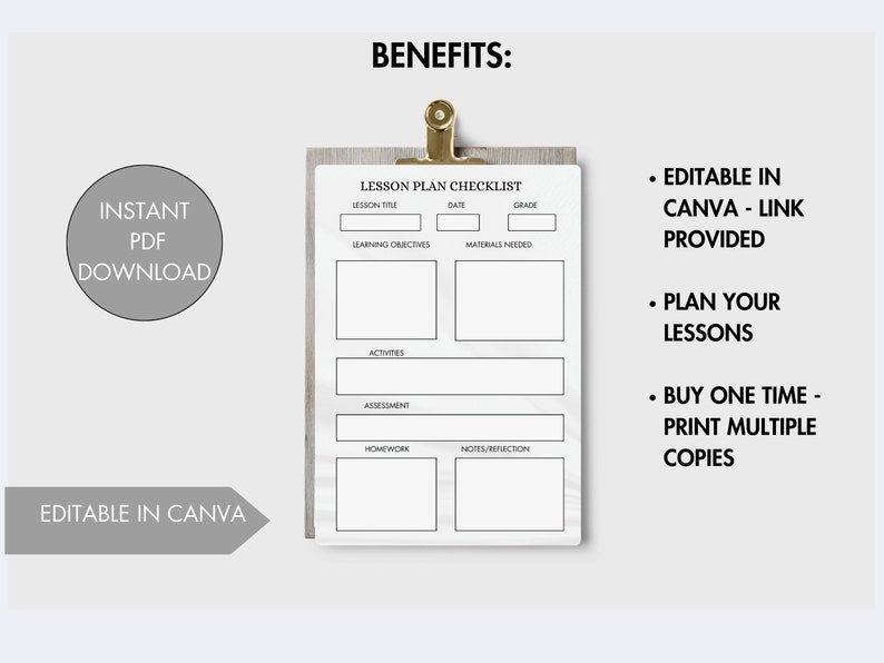 Teacher Lesson Plan Checklist Daily Lesson Organizer Instant Download ...
